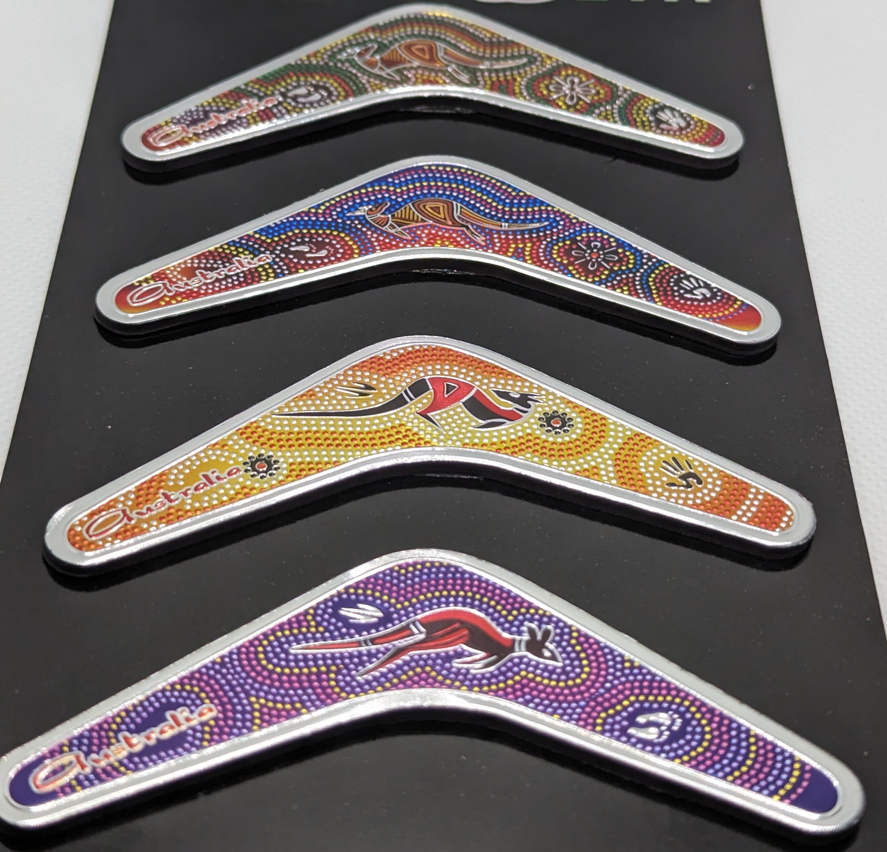 Indigenous Design Boomerang Kangaroo Magnet Set of 4 | The Big Merino
